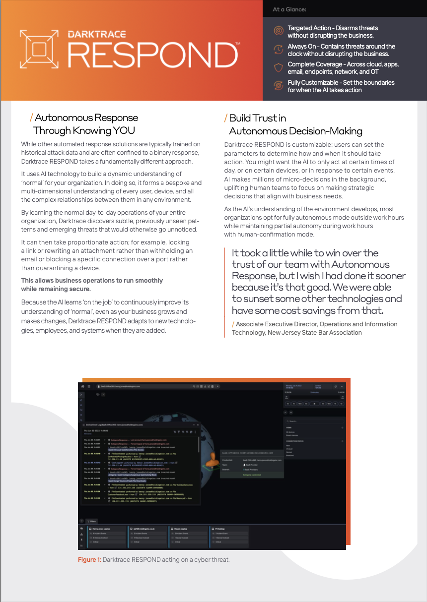 Darktrace RESPOND Product Overview | Resources | Darktrace